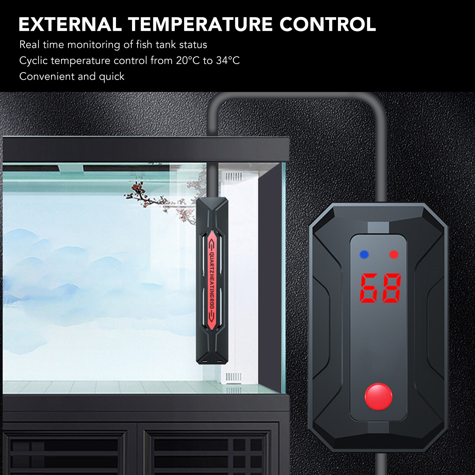 Аквариумный кварцевый нагреватель, постоянная температура, энергосберегающий, безопасный нагревательный стержень для аквариума со светодиодным контроллером, 1000 Вт, вилка европейского стандарта, 220 В