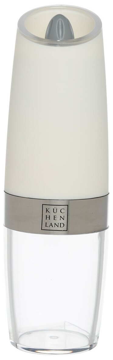 Мельница для специй, Kuchenland, 20 см, гравитационная, с белой подсветкой, белая, B&W