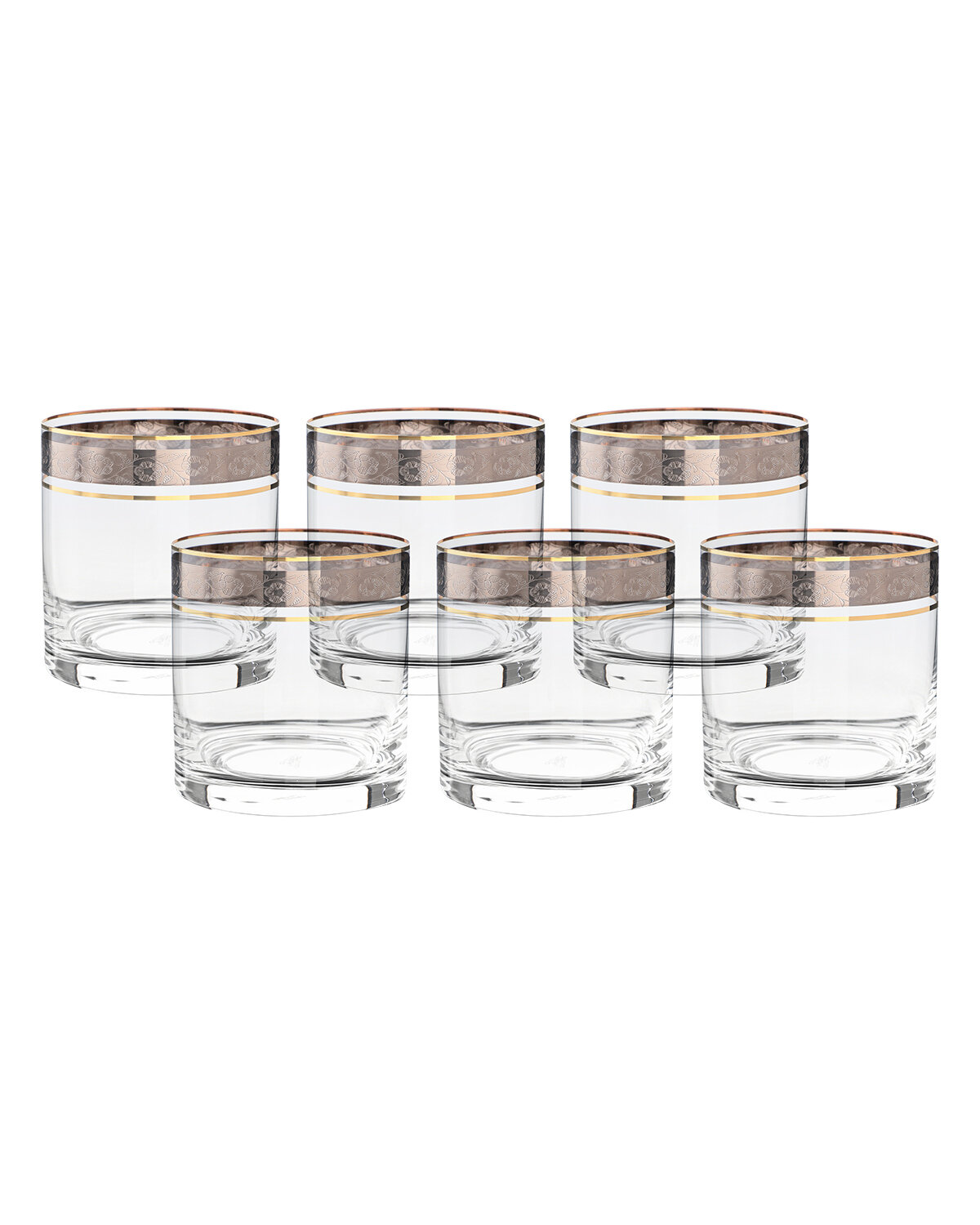 Стакан для виски "LARUS", декор "Панто платина, отводка золото", 410 мл (набор 6шт)