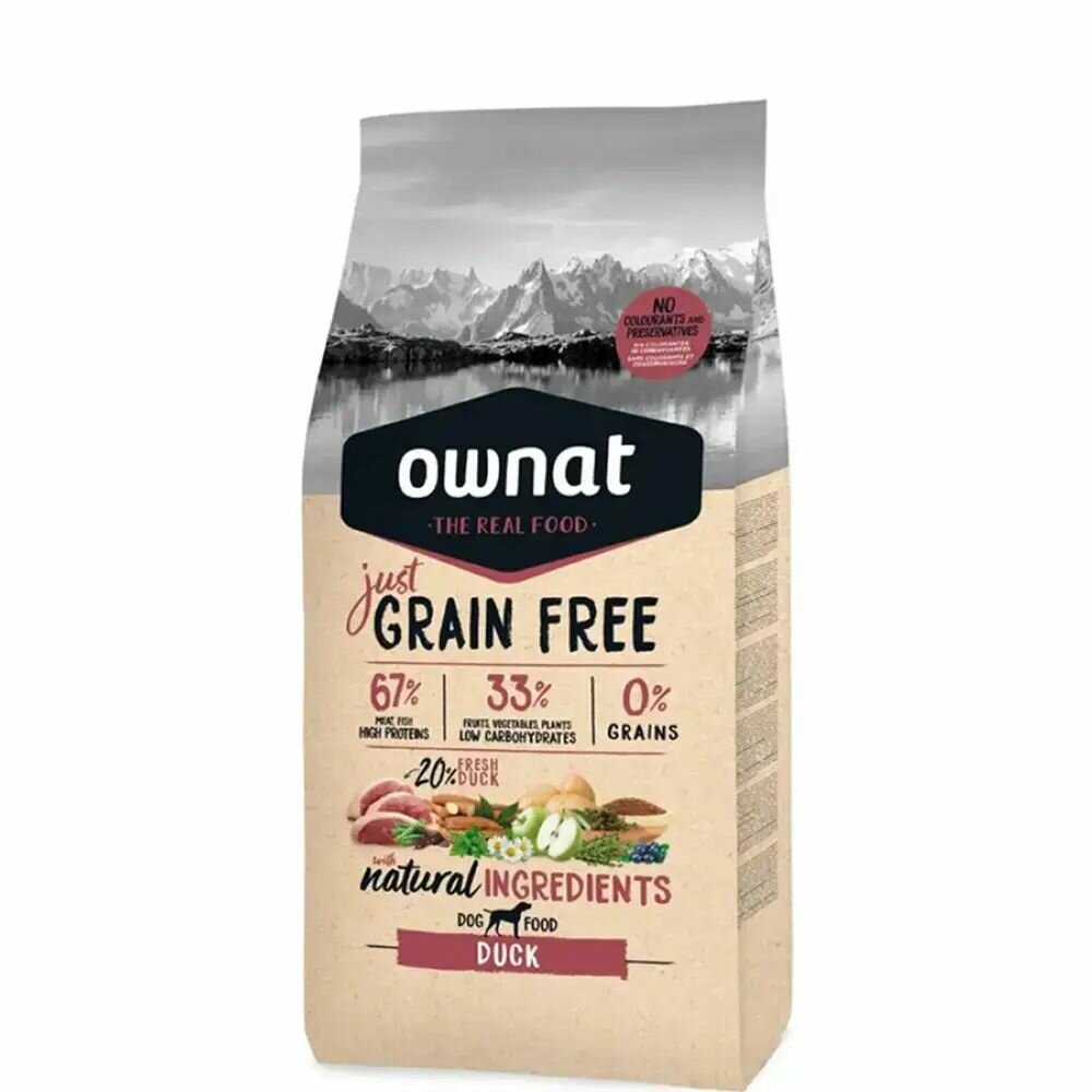 Ownat Adult Grain Free Сухой корм для взрослых собак, с уткой, 3 кг