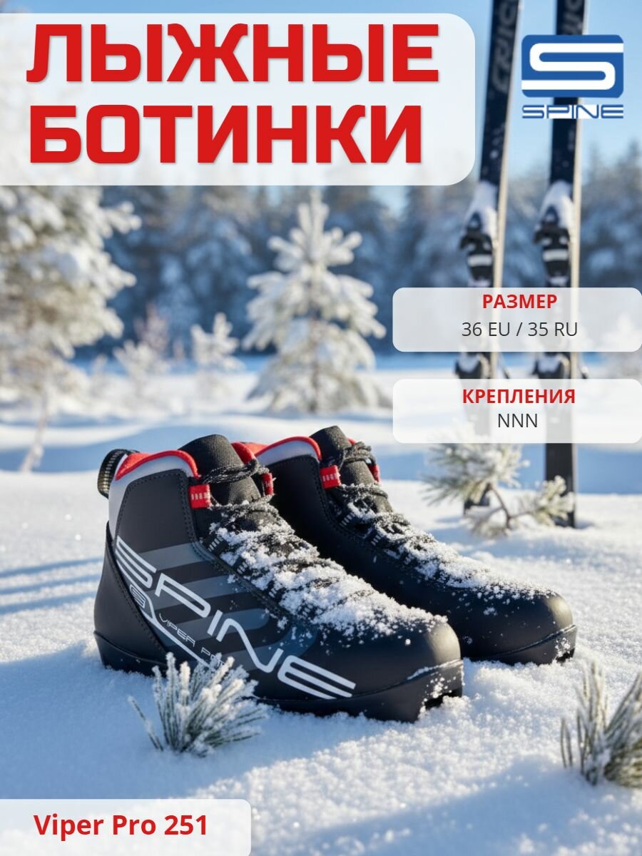 Ботинки лыжные Spine Viper Pro 251(NNN), 36р, для беговых лыж, зимних прогулок и тренировок