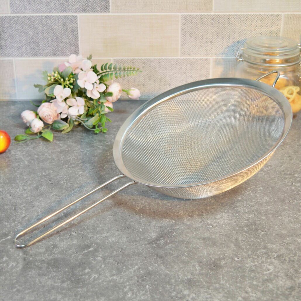 Сито кухонное 230мм, нержавеющая сталь, металлическая ручка, мелкая сетка