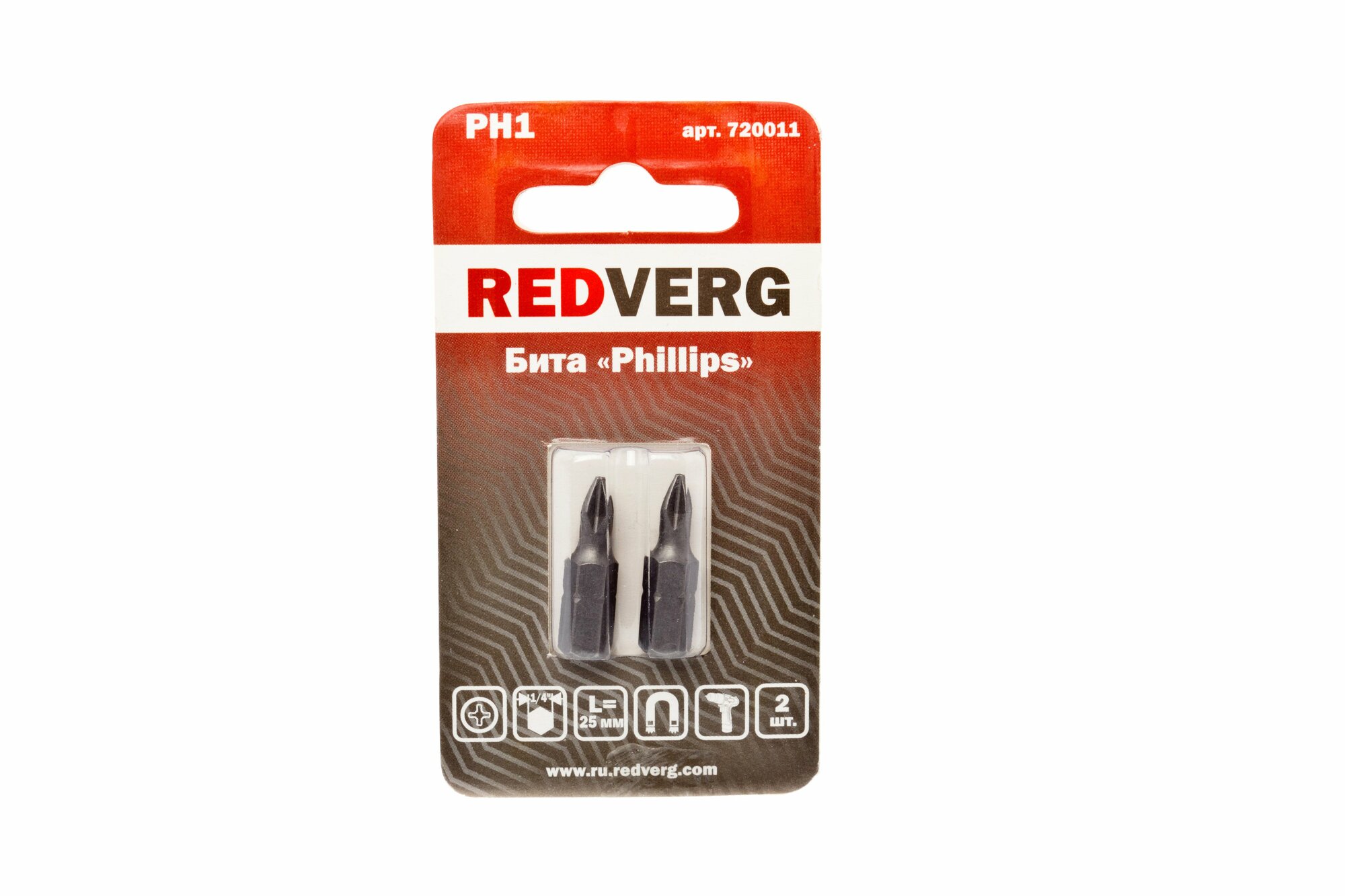 Бита REDVERG 720011, PH1, односторонняя, магнитный держатель, сталь S2