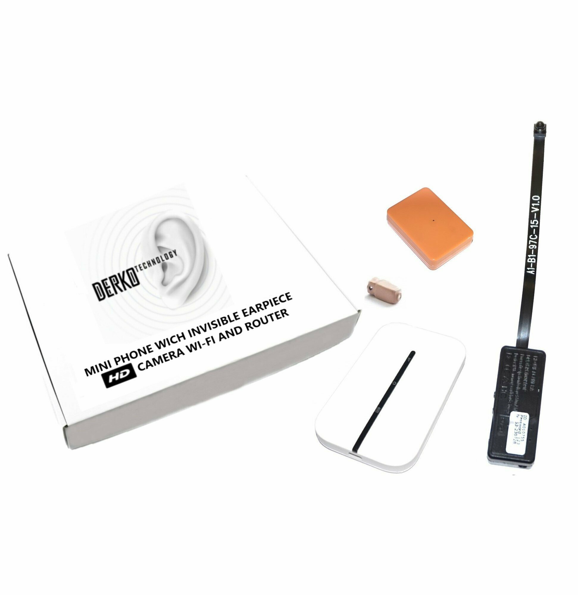 Микрокамера и Wi-Fi роутер с гарнитурой Мини-телефон «Бокс» и микронаушником «Gold» 10 мм