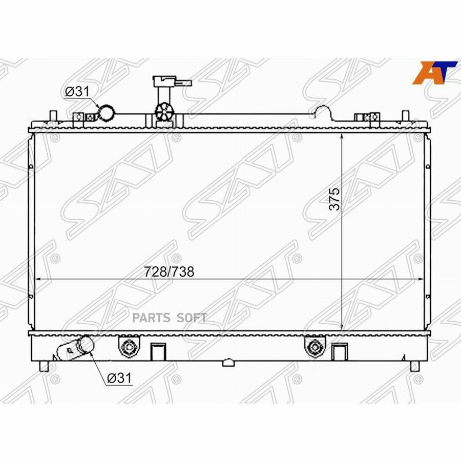 Радиатор Mazda 6 02-08 / Atenza 02-07 от официального дистрибьютора, SAT, артикул MZ0005