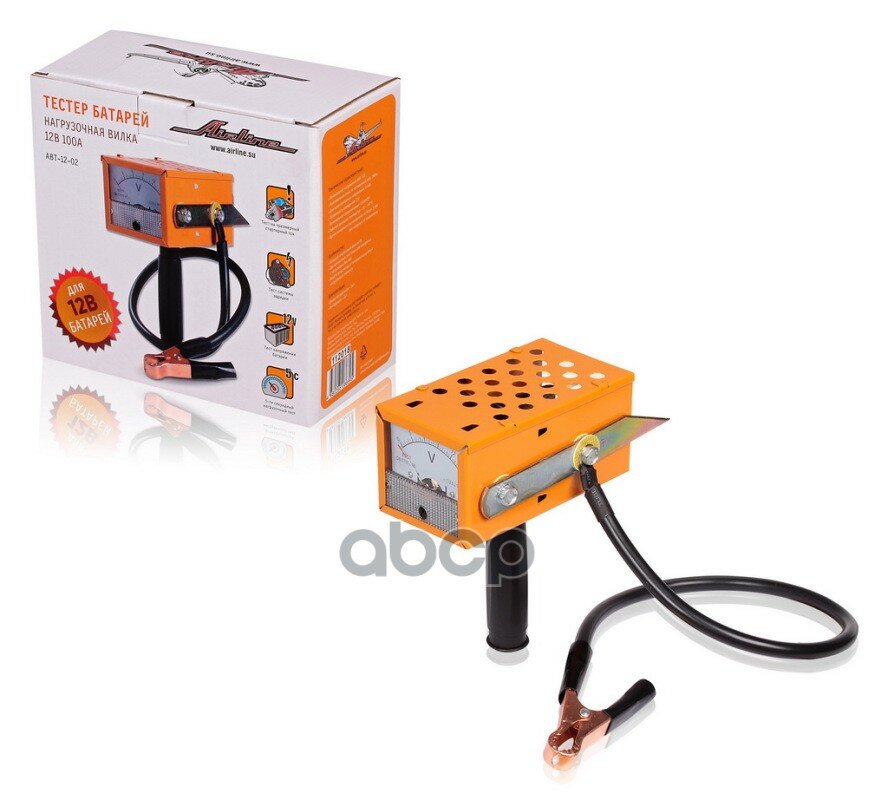 Вилка нагрузочная! 12В, 100А, до 190Ач AIRLINE арт. ABT1202