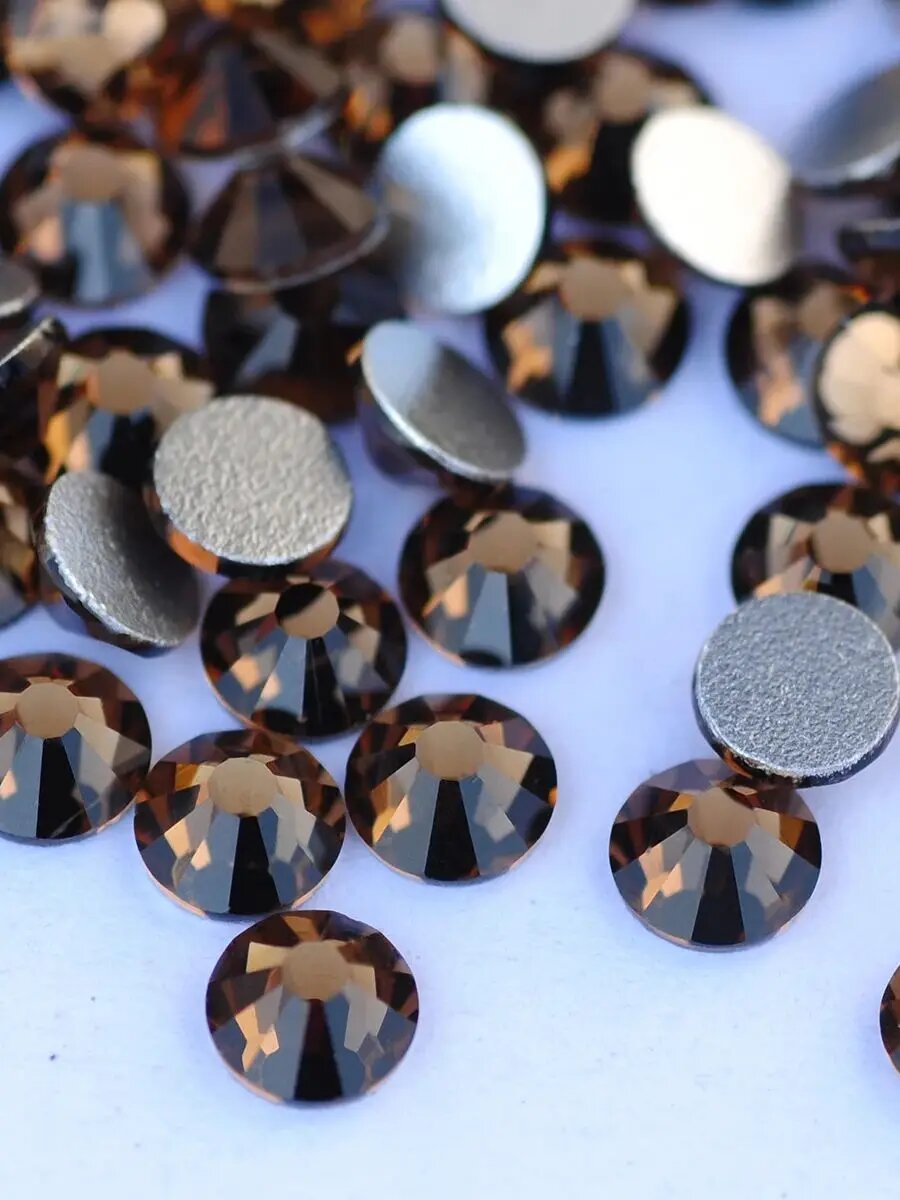 Стразы CTPA3bI дымчатый топаз круглые SS3 Ss16 Ss20 SS30 SS8 1440pcs