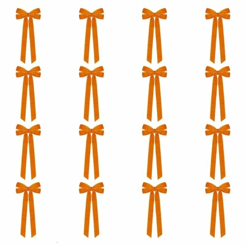 Яркие бархатные банты для праздничного декора, подходят для интерьера и улицы, Оранжевый