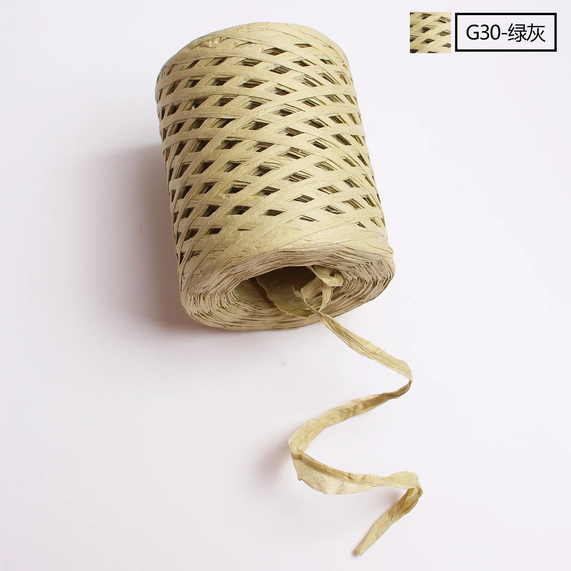 Ручная вискозная пряжа Рафия 200м Greenish Gray