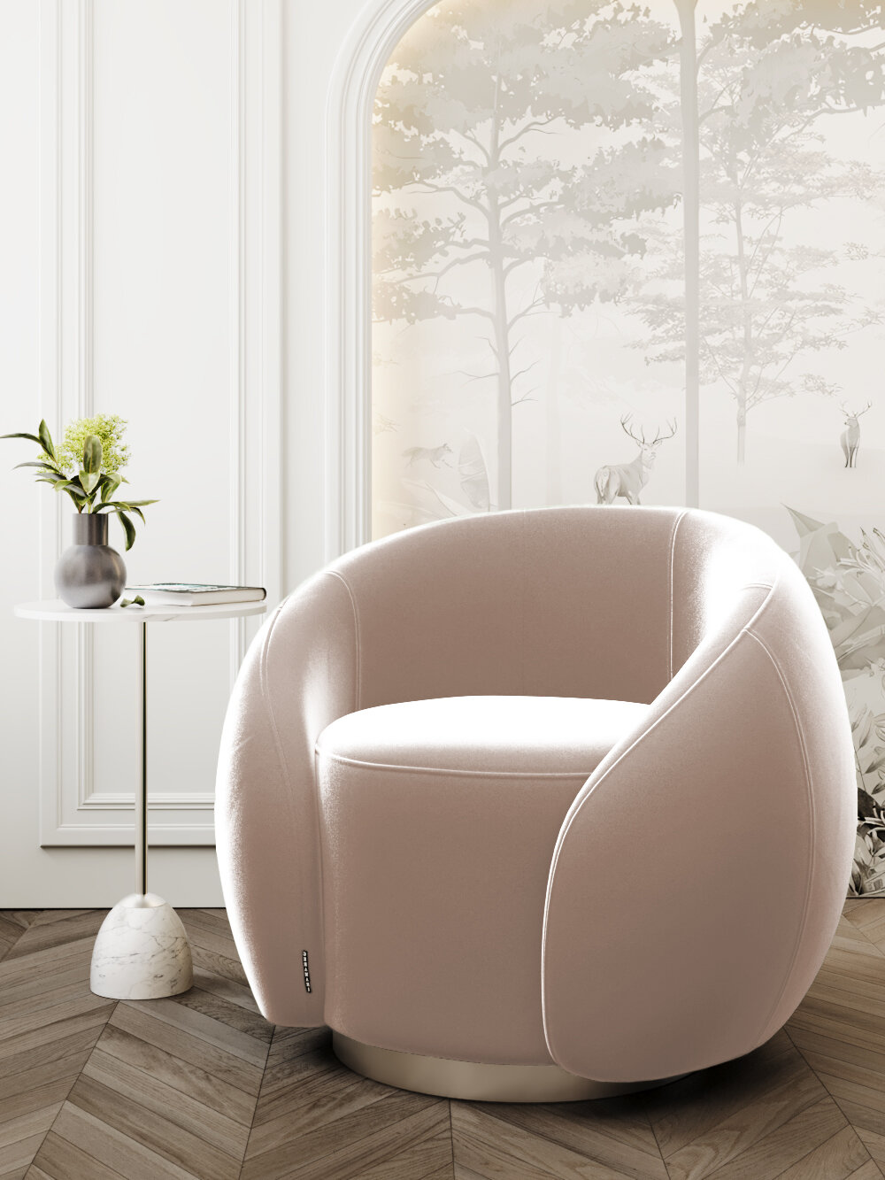 Кресло мягкое в современном стиле ROTONDO на поворотном основании 360