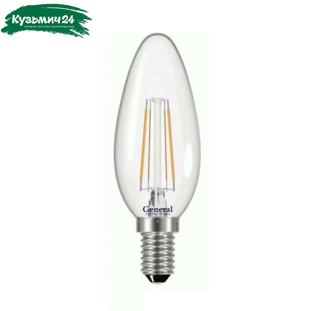 Филаментная светодиодная лампа General Lighting Systems GLDEN-CS 7Вт E14 4500К свеча на ветру