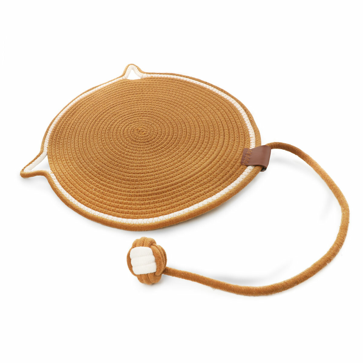 Triol Когтеточка-коврик из хлопкового шнура с шариком "Ушки", коричневая, 40*40см