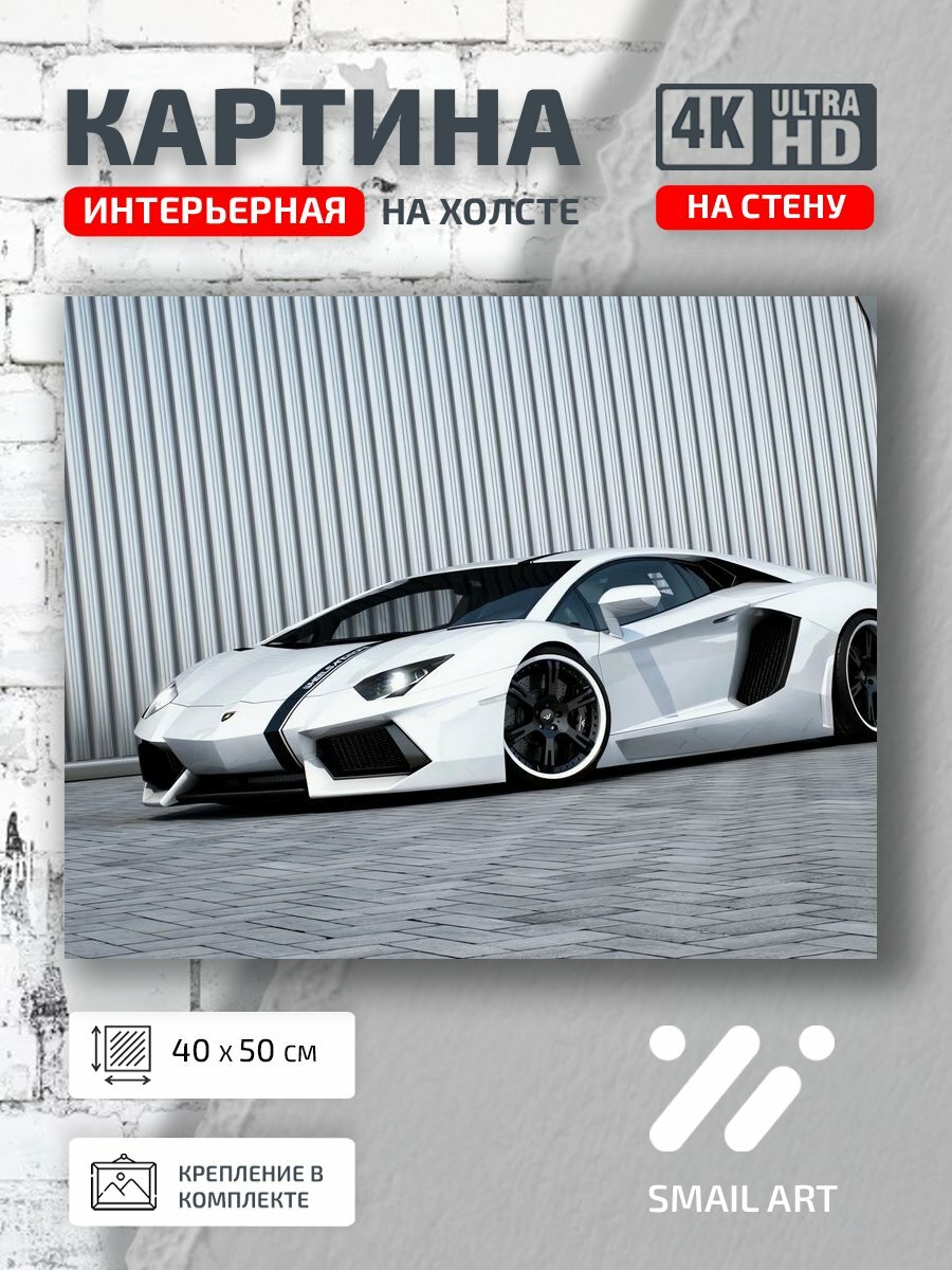 Картина на холсте интерьерная 40 на 50 на стену Гараж aventador для киномана авто дизайн