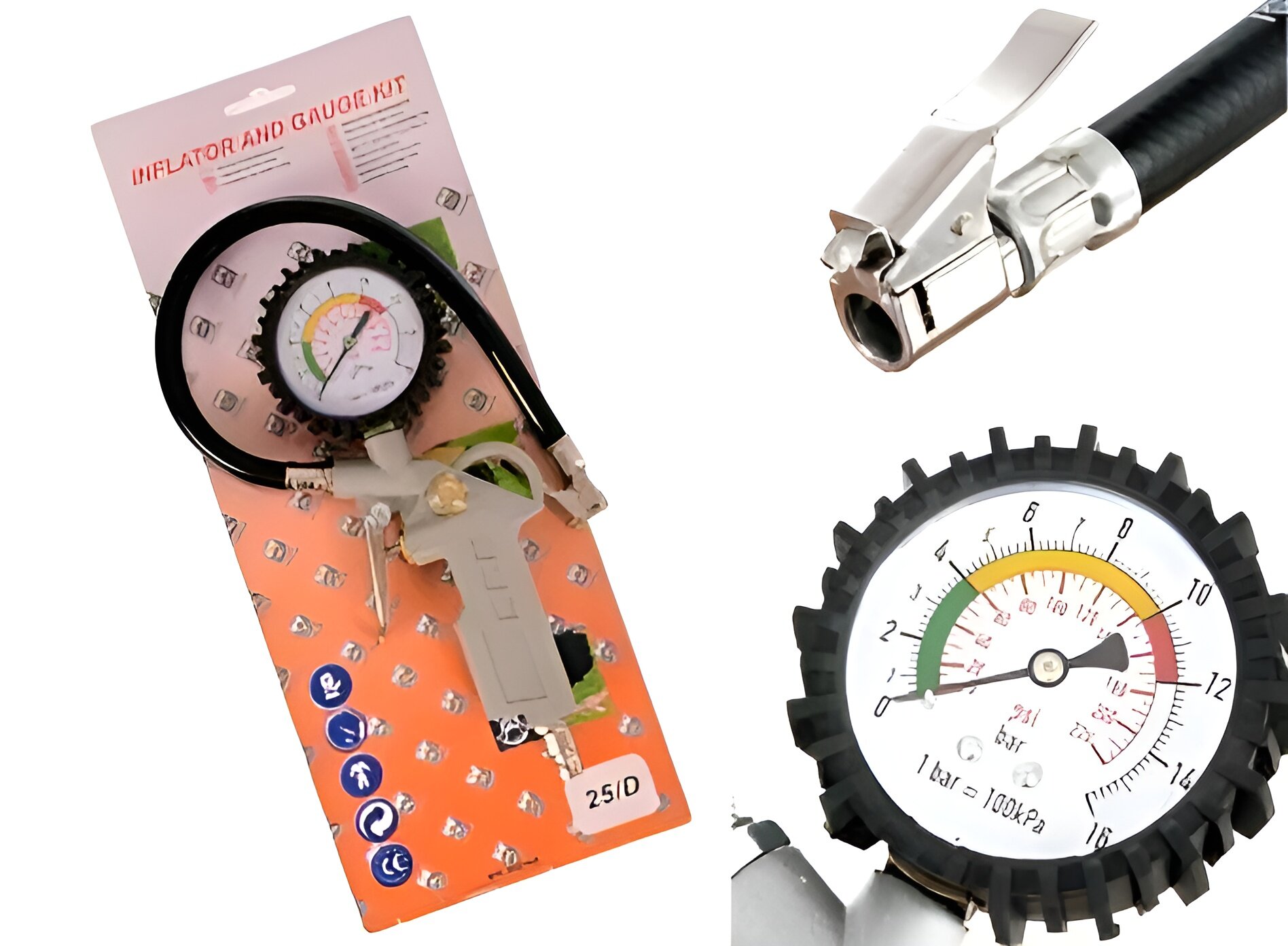 Пневмопистолет для накачки шин Picasso 25/D, с манометром 12 атм