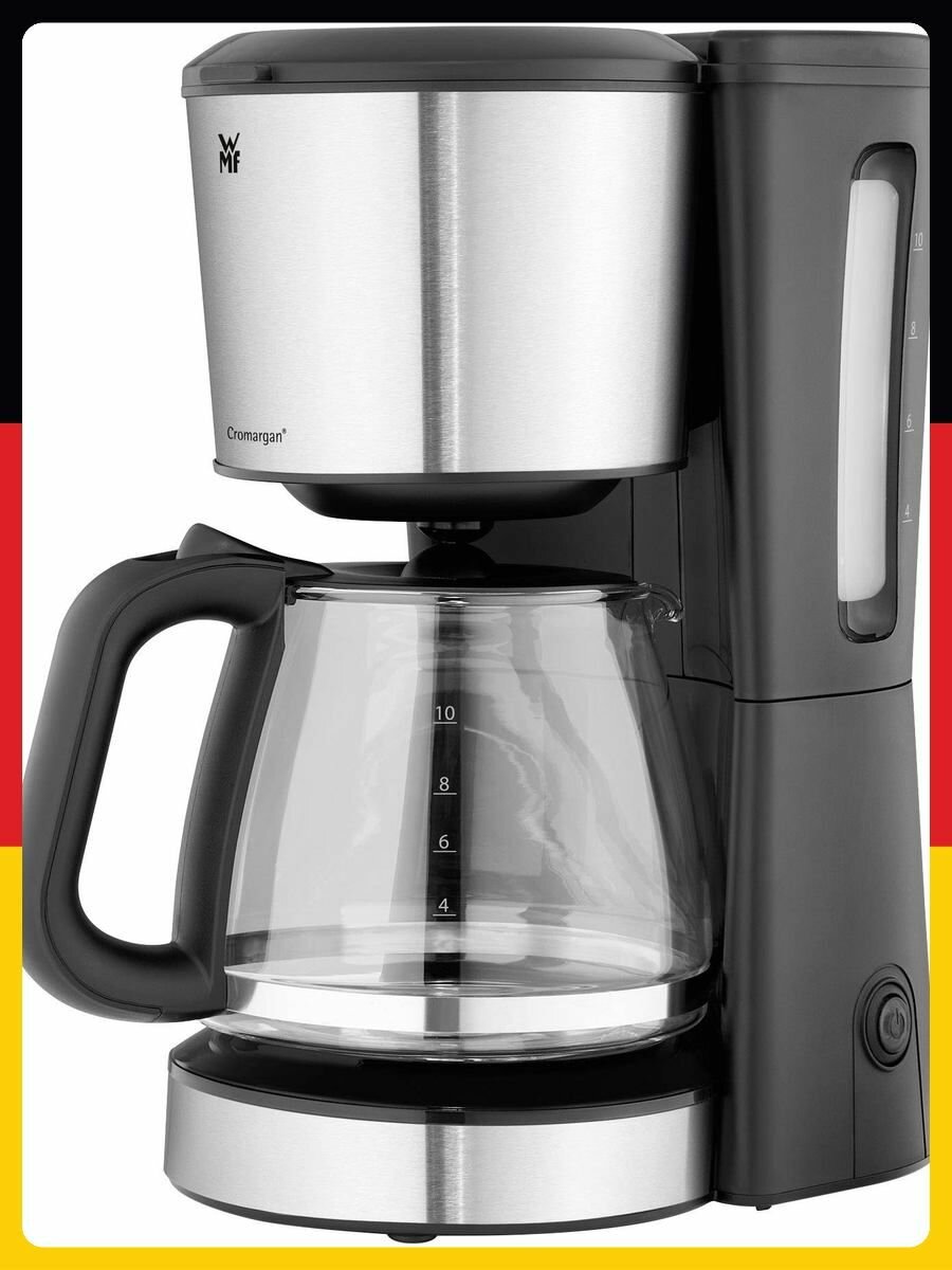 Кофеварка WMF 412250011, цвет: серебристый, черный, вместимость: 10 чашек