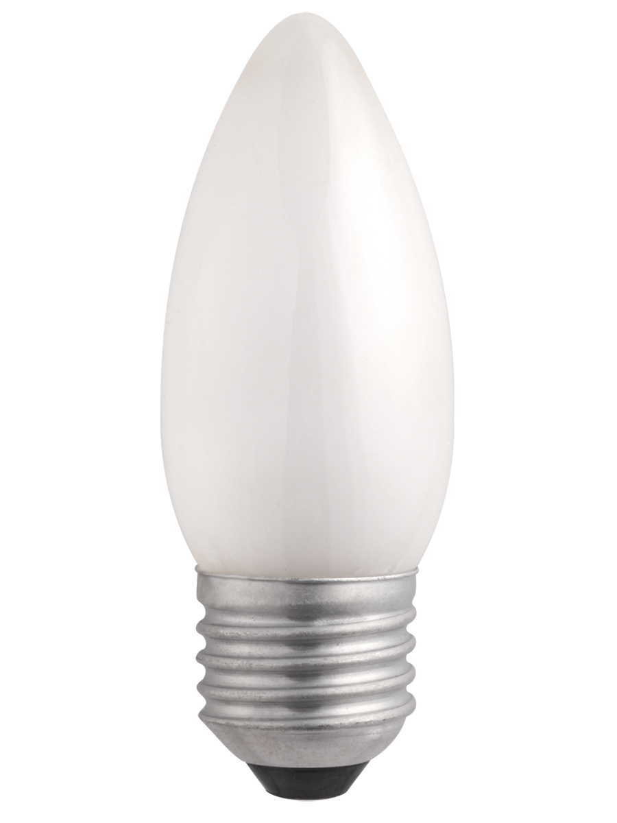 Лампочка накаливания Jazzway 40Вт, 350Лм, 2700К, E27, В35, теплый белый свет, свеча