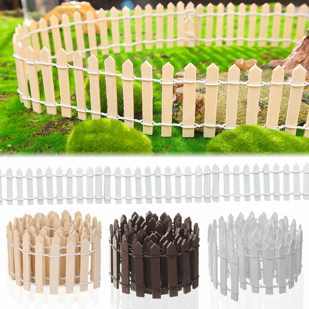 Миниатюрный деревянный забор для сада и декора, ландшафтная мини-изгородь для тропинок, клумб и альпийских горок, 1 шт