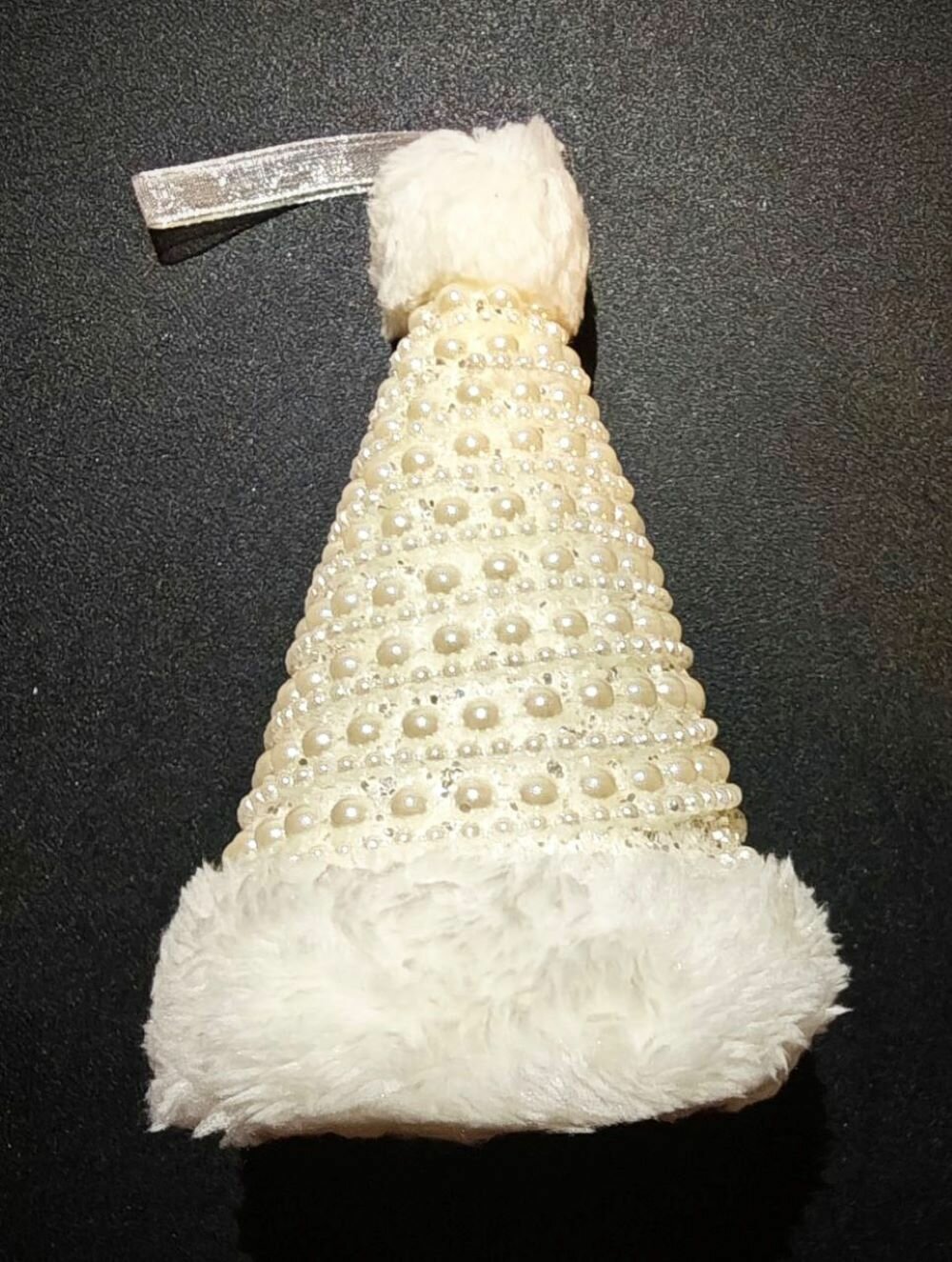 Елочное украшение "Колпак новогодний с бусинами "12х8см