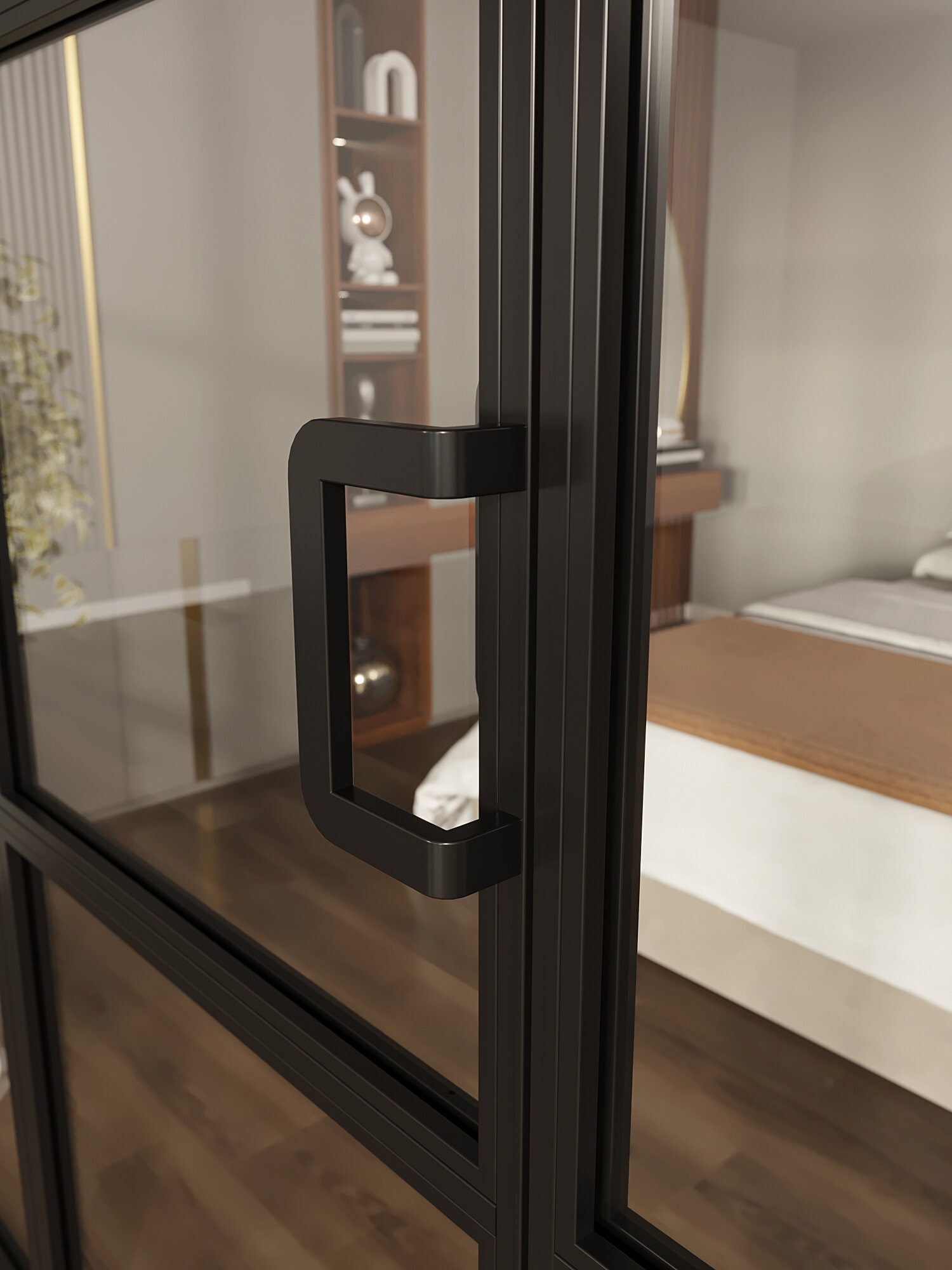 Ручки дверные, металл, для входных дверей, прямоугольные, черные, 2 шт