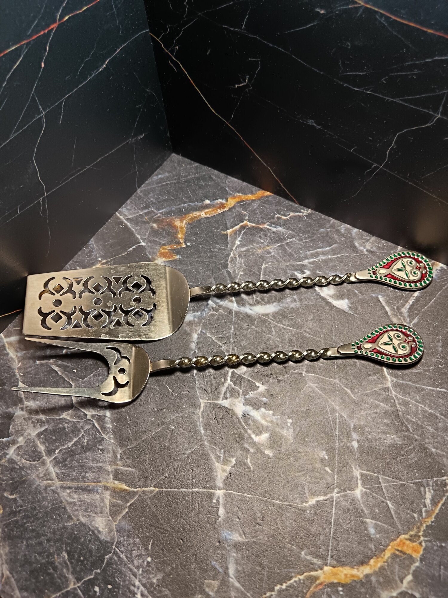 Набор приборов из нержавейки для десерта, винтажный, СССР