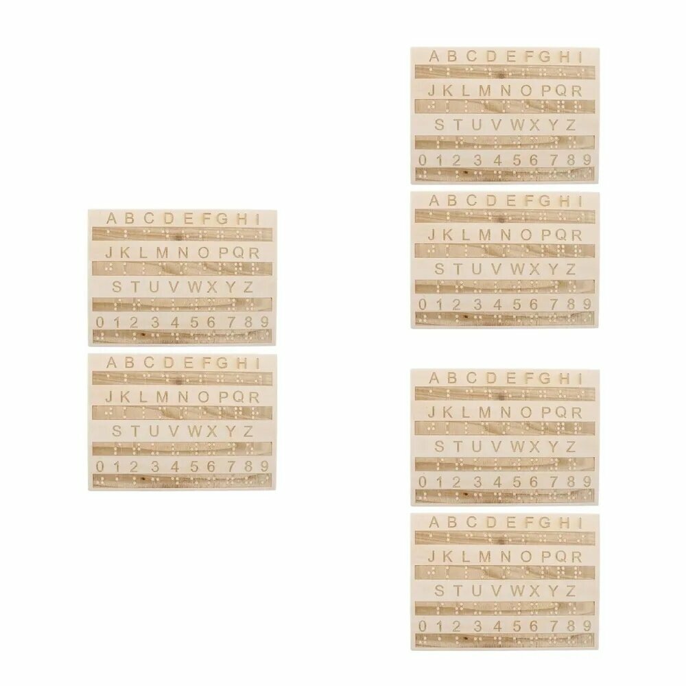 Деревянная обучающая доска с выпуклыми точками брайля для слепых, комплект из 6 штук