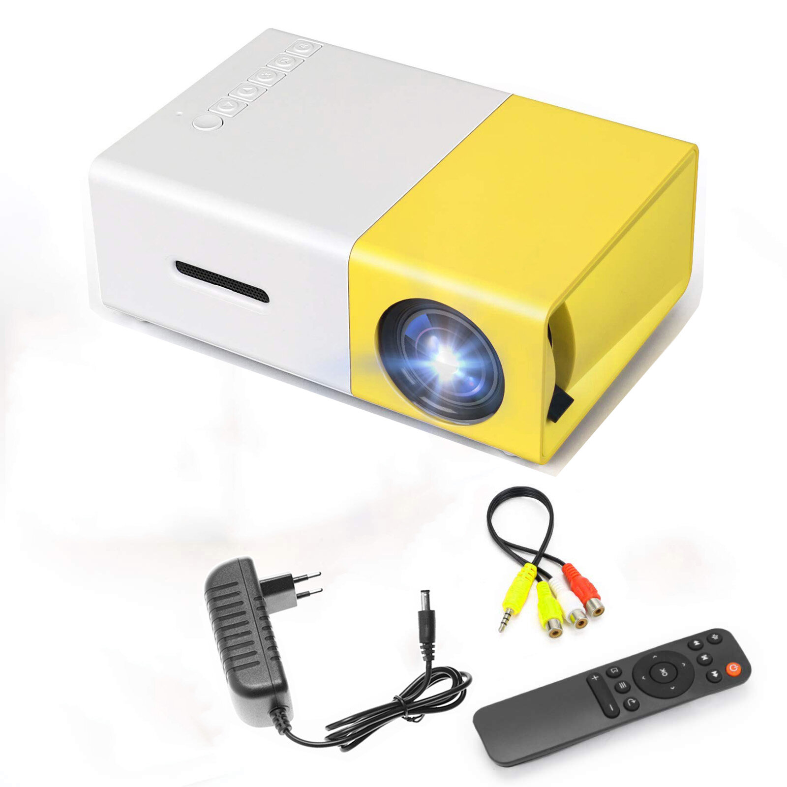 Мини Проектор, Портативный Кино Проектор, Умный Домашний Проектор, Совместимый с iOS, Android, Windows, PS5, Ноутбук, TV-Stick, HDMI, USB, Аудио, TF Карта, AV и Дальнейшим Управлением, LED Проектор, TFT LCD, Соотношение Проекции 1.6:1, Соотношение