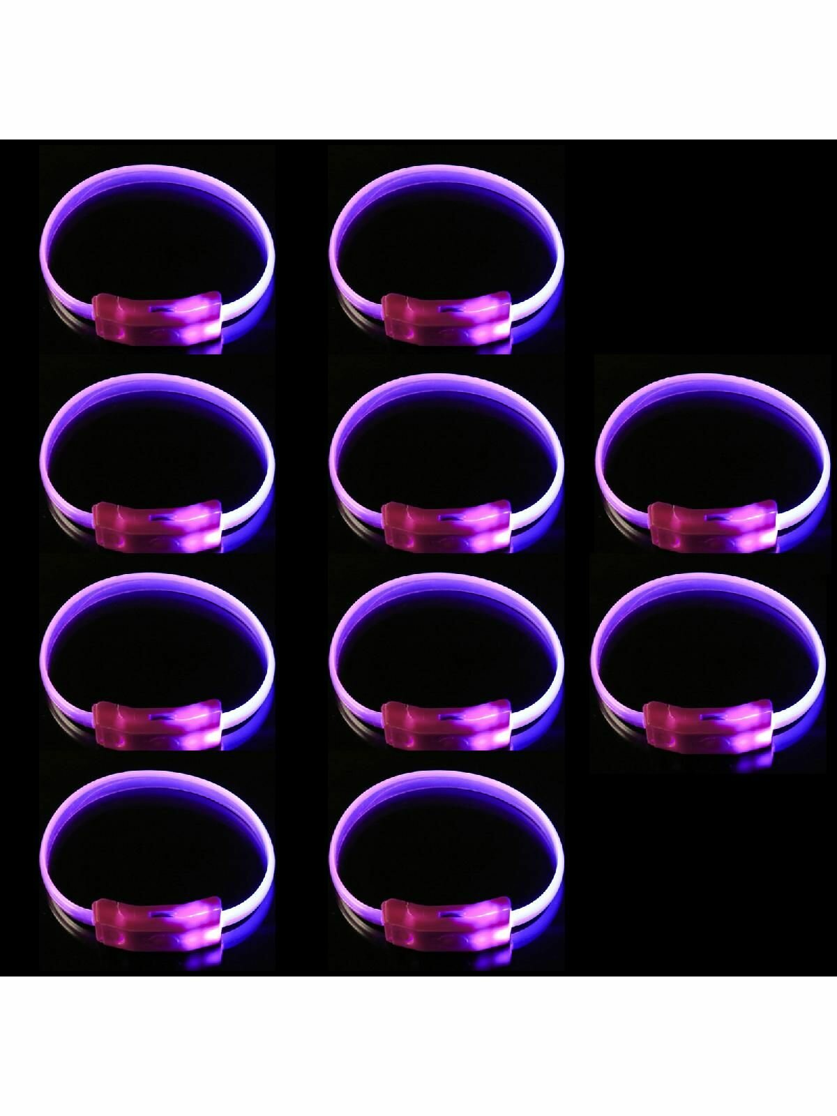 Декорация для праздника,1 упаковка из 10 светящихся браслетов со светодиодной подсветкой из мягкого силикона для рук-фиолетовый