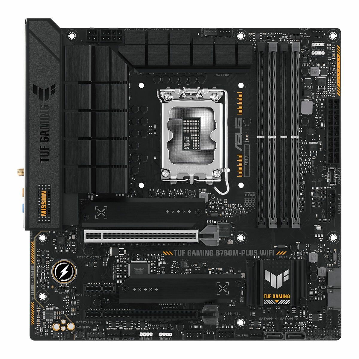 Материнская плата ASUS TUF GAMING B760M-PLUS WIFI, LGA1700, Intel B760, 4DDR5, Micro-ATX, RTL (90MB1ET0-M1EAY0)