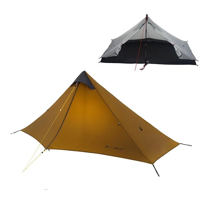 Палатка 3F UL Gear LanShan 1 Plus, Коричневый, T door 4season Khaki