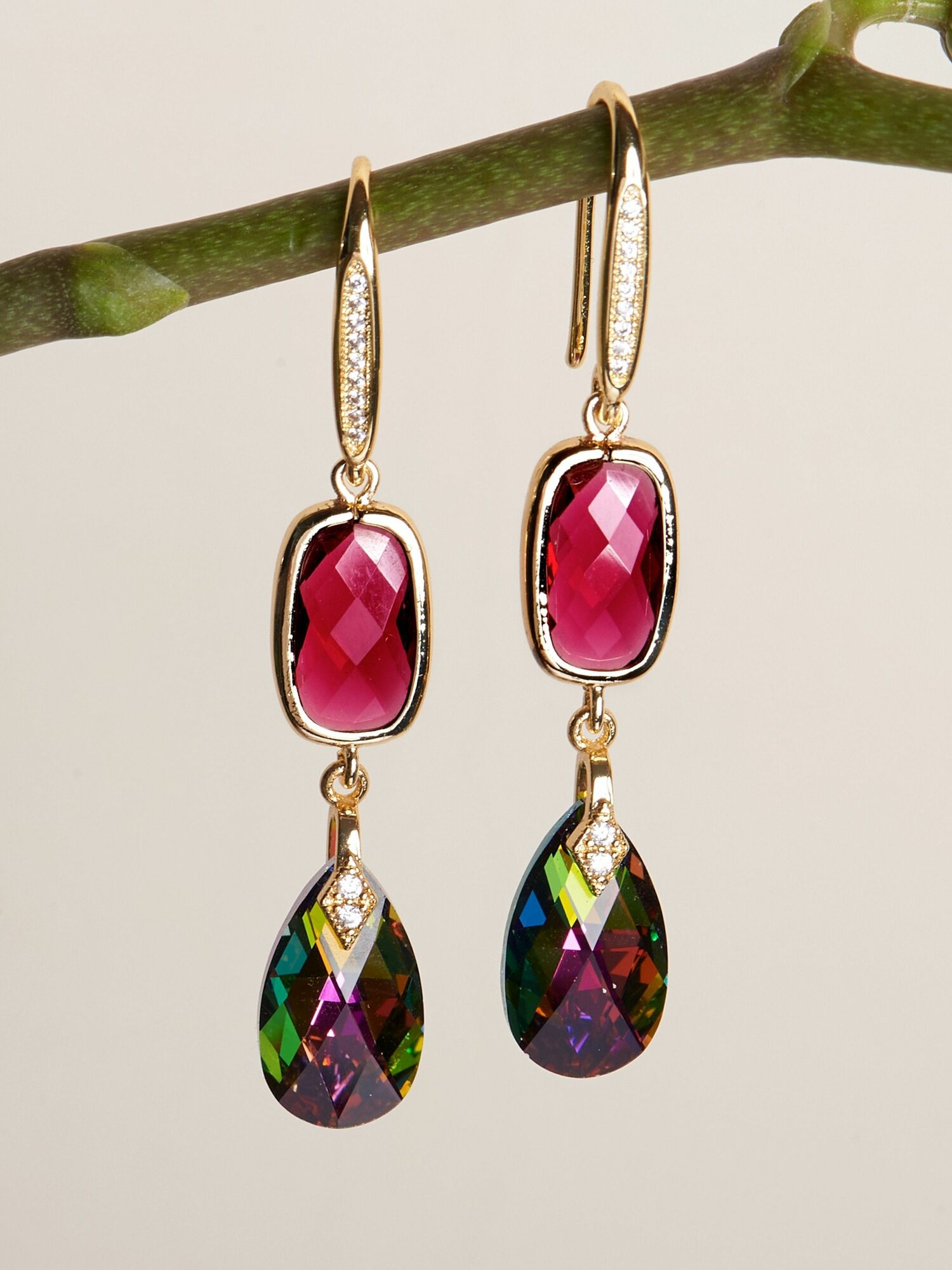 Серьги, кристаллы Swarovski, стекло, кристалл