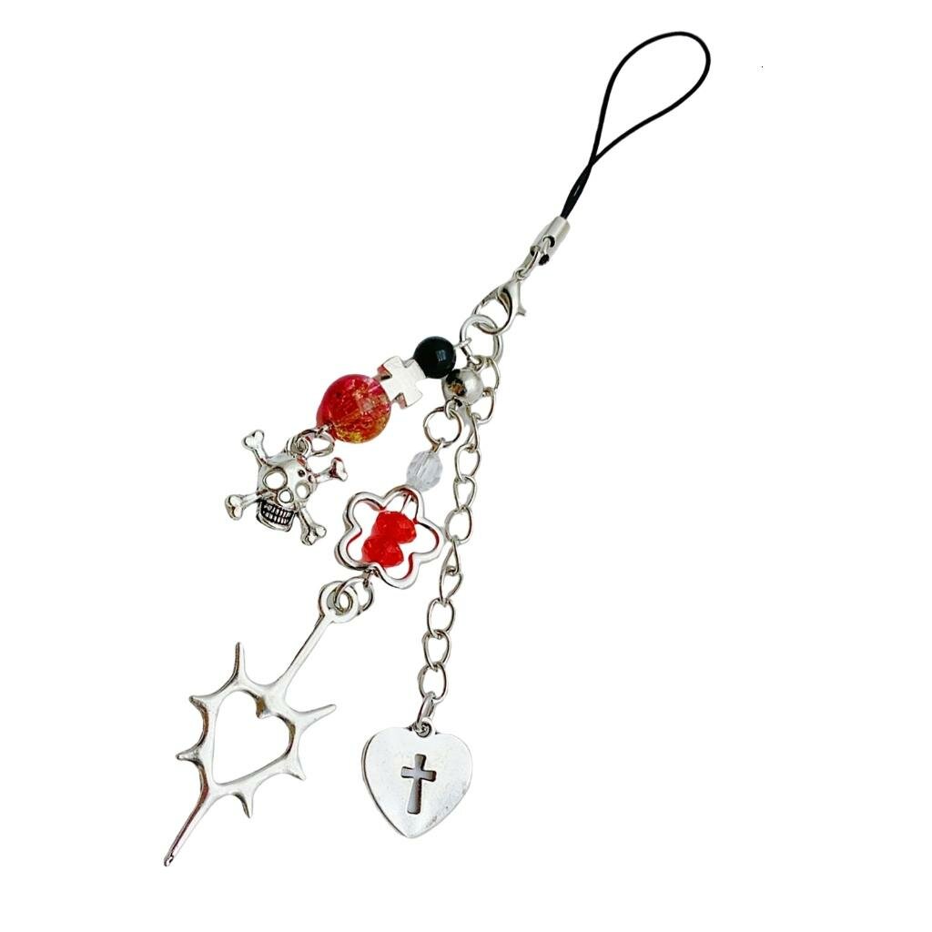 Брелок, Готический стиль ретро, темная цепочка для мобильного телефона для горячей девушки-красный