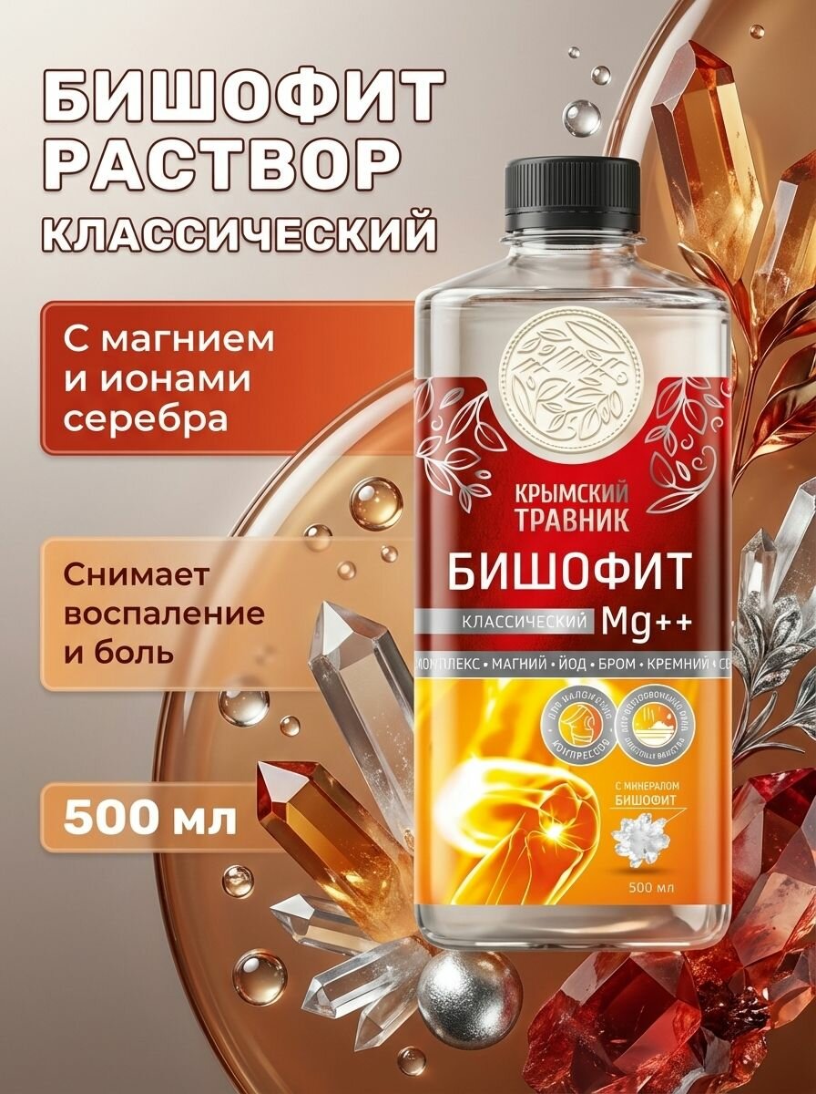 Раствор бишофита Классический Mg++ для ванн и аппликаций натуральный минеральный, 500 мл