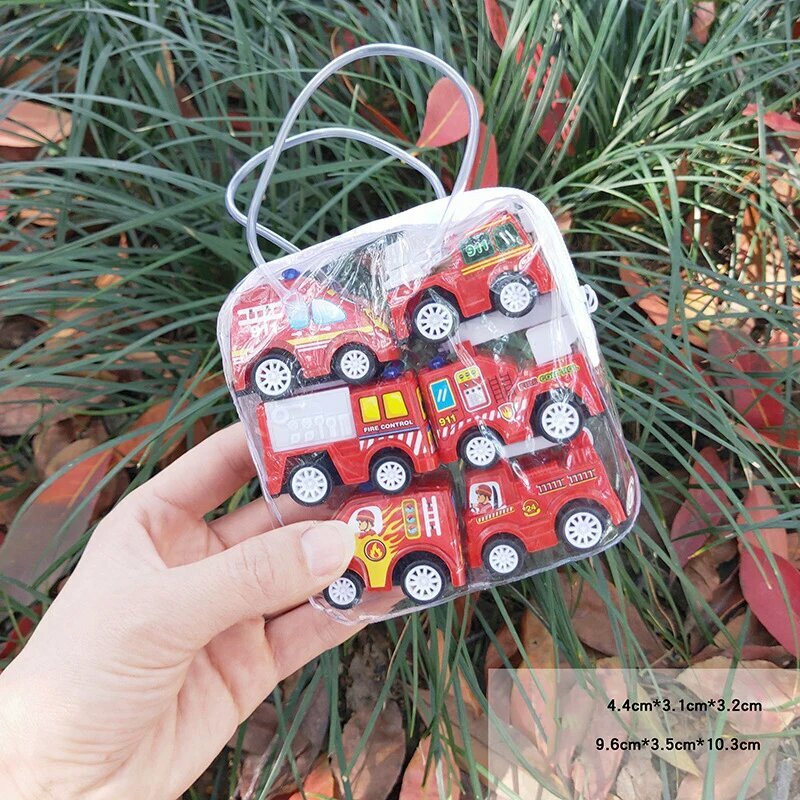 Детский Игровой Коврик-карта Городских Дорог С Дорожными Знаками И Красный, 6PCS Fire trucks