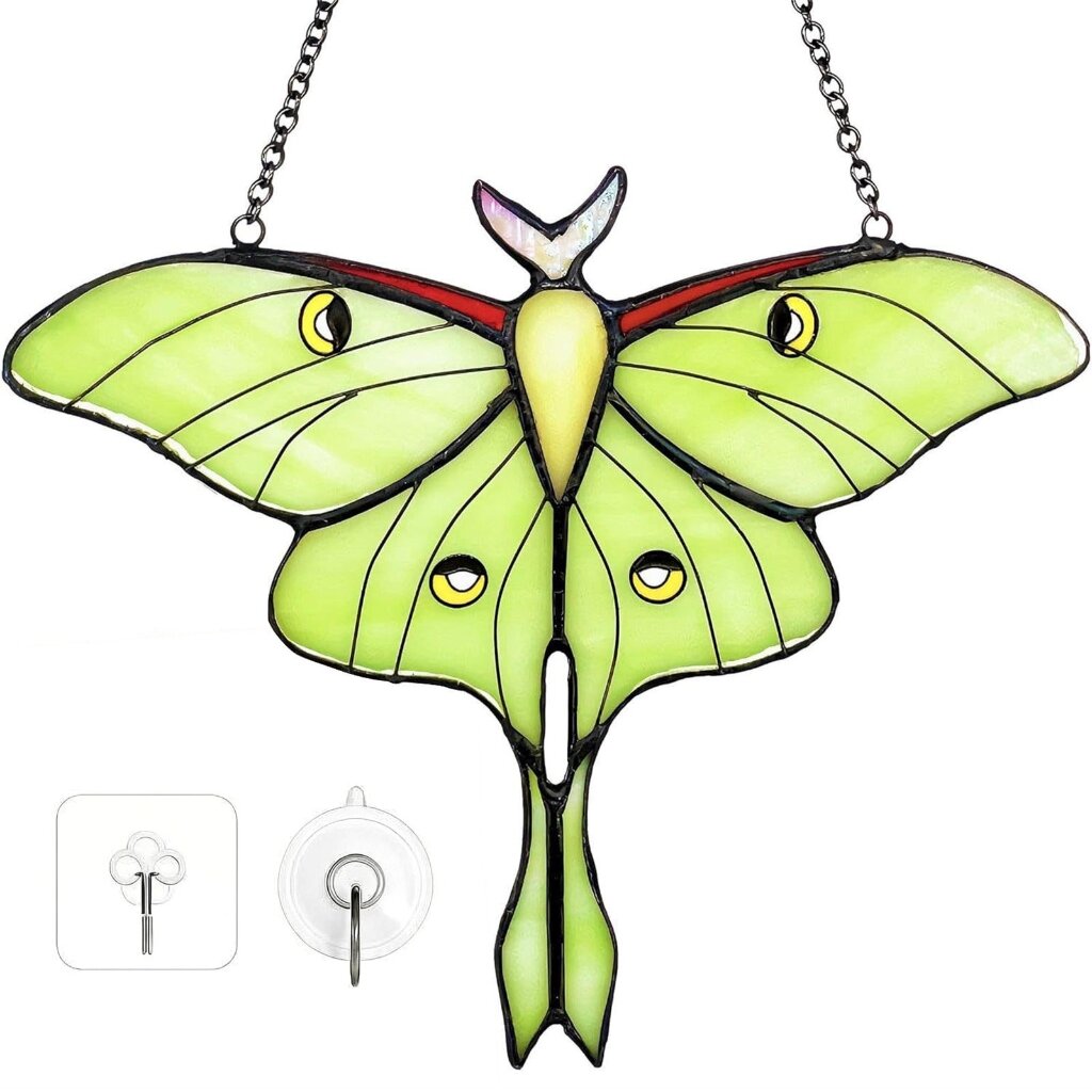 Витражи Лунной Моли, Цветные Стеклянные Подвески для Окна и Сада