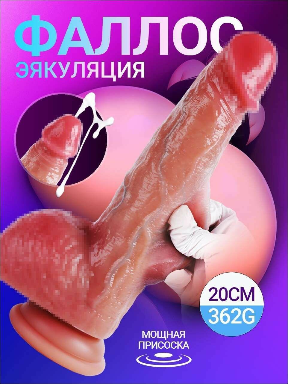 Реалистичный фаллоимитатор с эякуляцией для мужчин и женщин