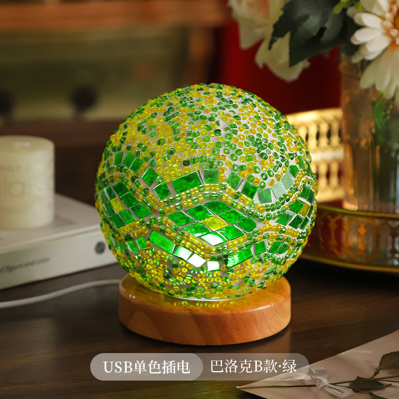 Мозаичный ночник в стиле барокко, романтичный и свободный бохо, креативный ночник, стеклянная декоративная настольная лампа