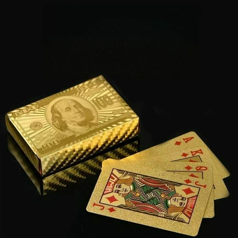 Игральные карты Джи Чонг "Золотое Черное Золото", водонепроницаемые, износостойкие, пластик, 54 шт