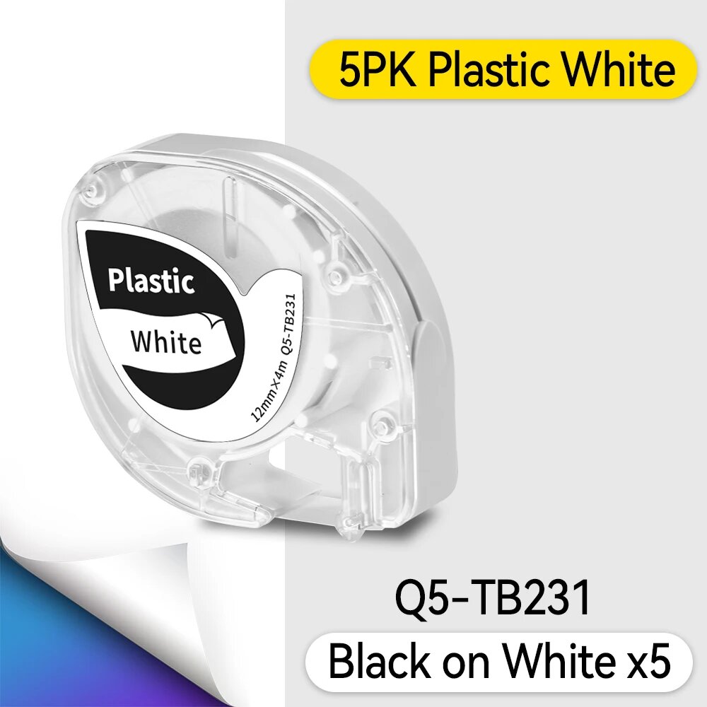 Этикетки Phomemo P12/P12PRO, 12 мм, белые, совместимые с устройствами для этикеток DYMO Letratag, 4 м, термостойкие, самоклеящиеся этикетки для одежды