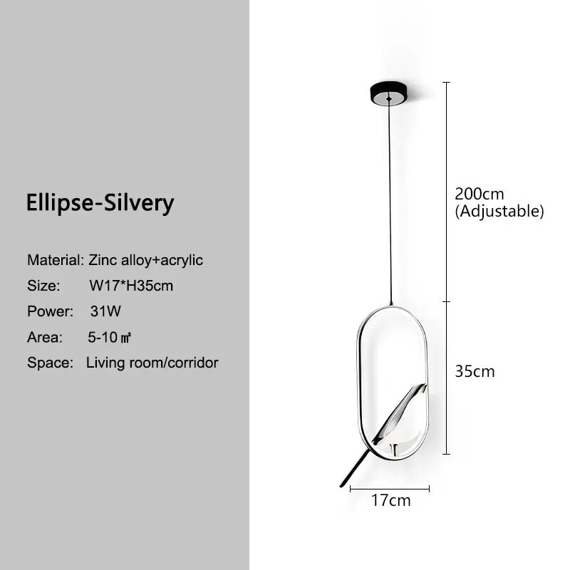 Подвесной светильник Ellipse-Silvery, 31W, 5-10 м²