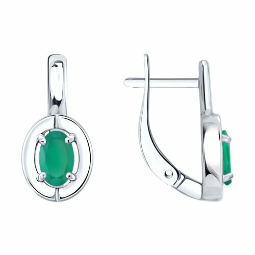 Серьги, серебро, 925 проба, родирование, агат