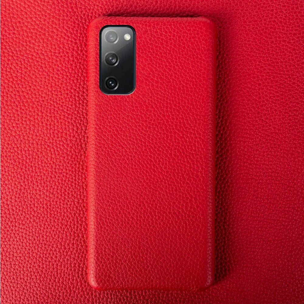 Роскошный деловой чехол для SAMSUNG S20 FE CASE из натуральной кожи Litchi, Галакси S24, RED 6307