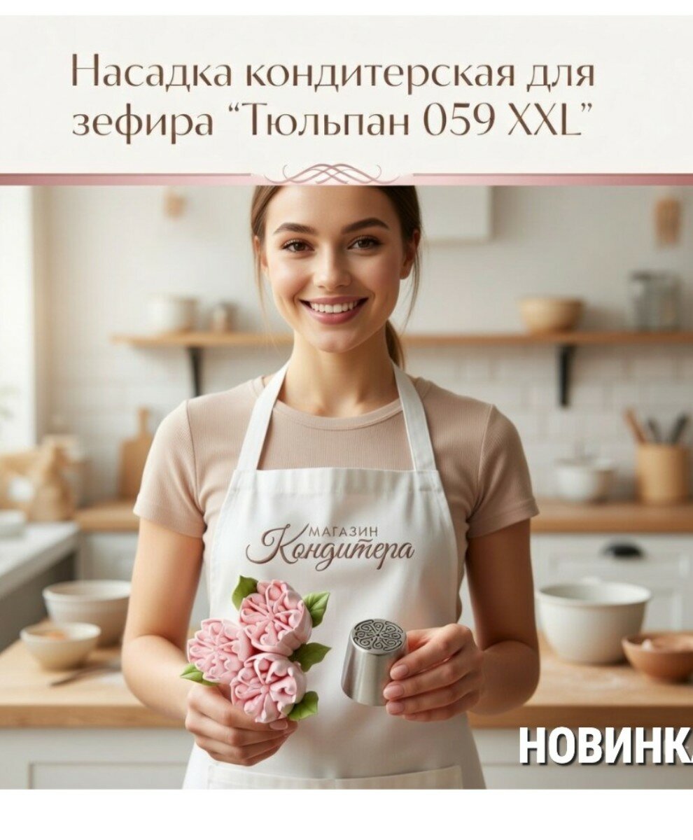 Насадка кондитерская для зефира "Тюльпан 059 XXL" подходит для крема