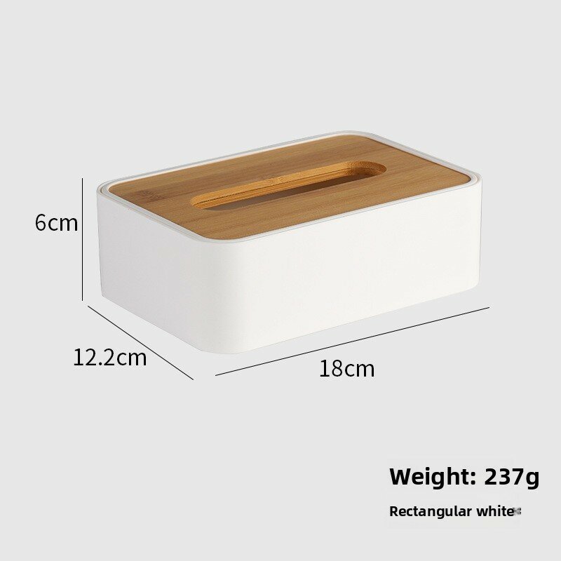 Modern minimalist plastic tissue box with wooden cover for living room and bathroom storage style d