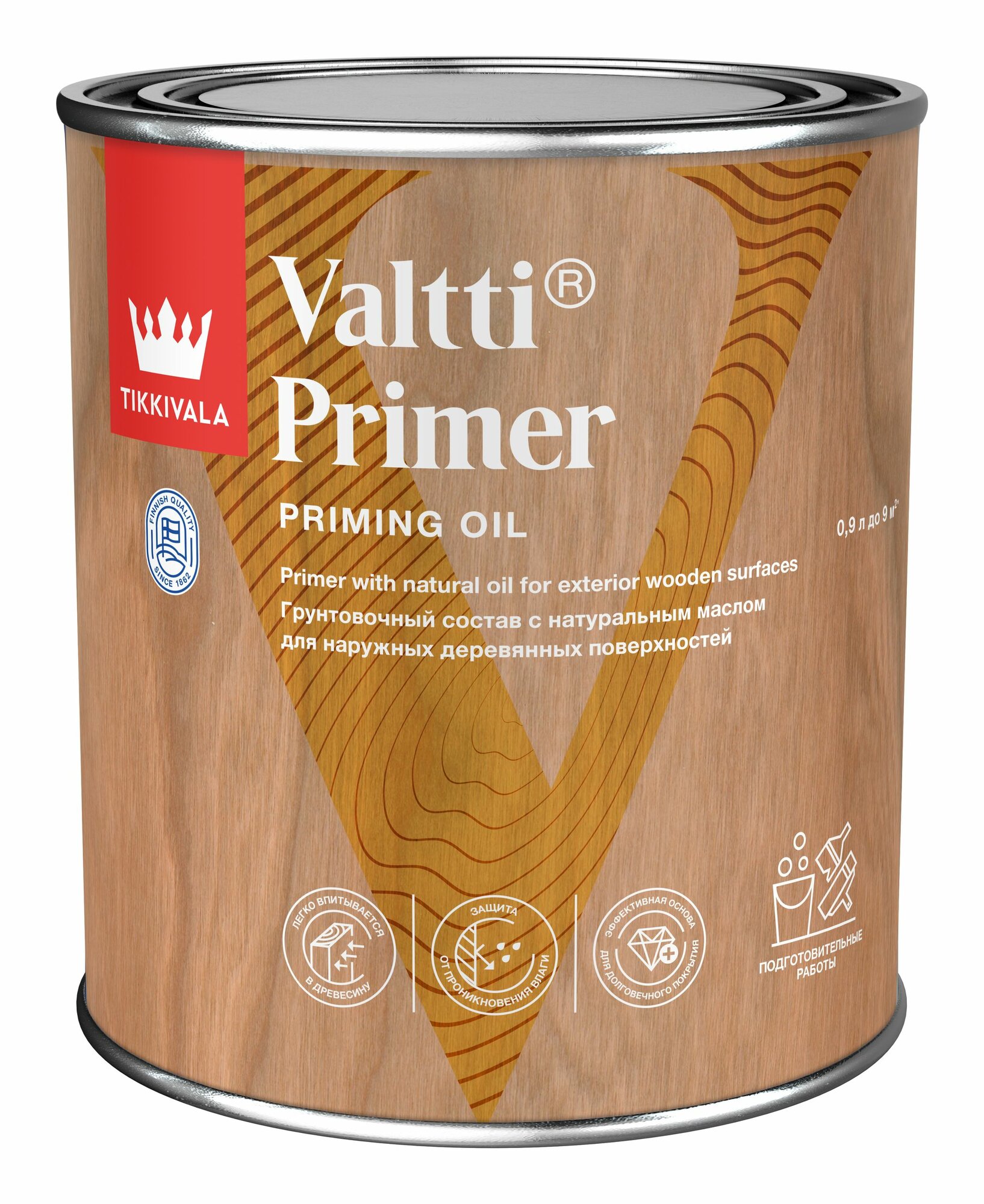 Антисептик грунт Tikkurila VALTTI PRIMER, Бесцветный, 0,9л, для обработки древесины снаружи (Tikkurila Valtti POHJUSTE)