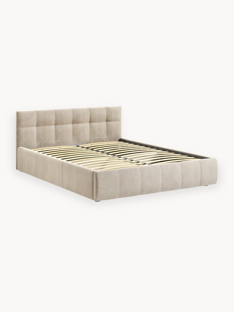 Кровать GALAXY двуспальная "Венера-1" 160х200см, с подъемным механизмом, мягкая обивка, бежевый велюр (Beige)