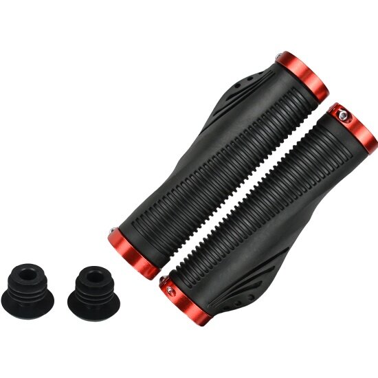 Грипсы Joy Kie MTB, VDG8003,135мм, анатомические, с 2 грипстопами, под шестигранник, черно-красные