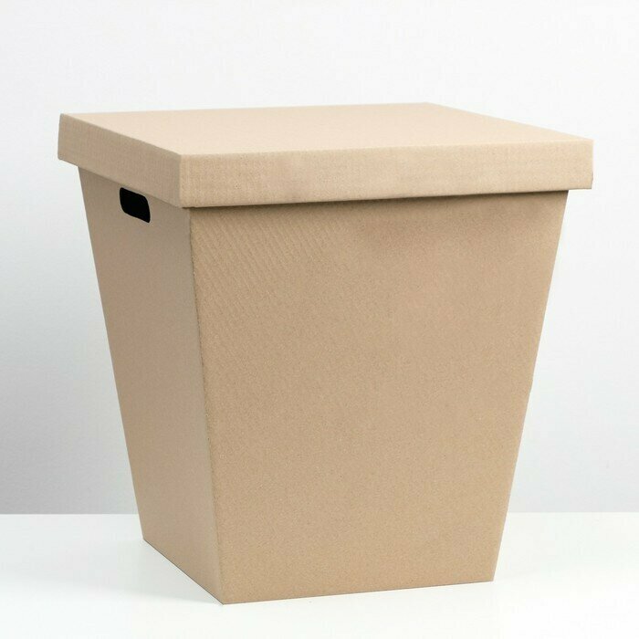 Коробка сборная, для больших букетов, крышка-дно, трапеция, бурая, 27 х 38 х 42 см