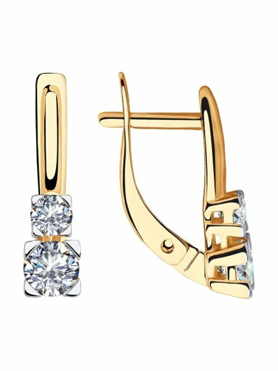 Серьги, красное золото, 375 проба, фианит