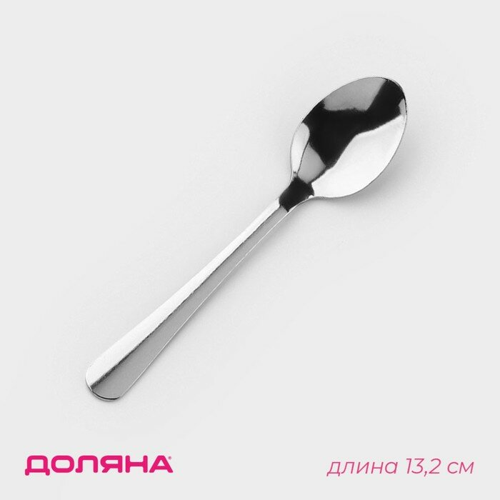 Ложка чайная из нержавеющей стали Доляна Оптима, длина 13.2 см, толщина 1.2 мм, 6 шт.