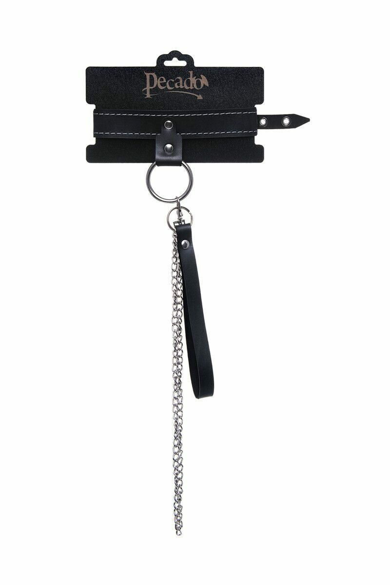 Ошейник PECADO BDSM, однослойный PECADO BDSM, узкий, натуральная кожа, черный